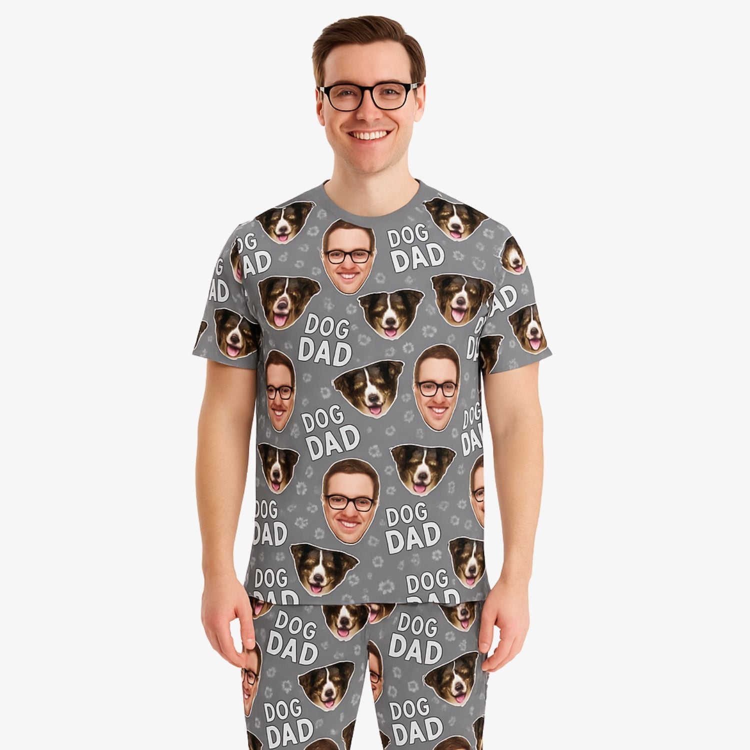Men’s Dog Dad Personalised Pyjamas | Custom PJs with Dog Face